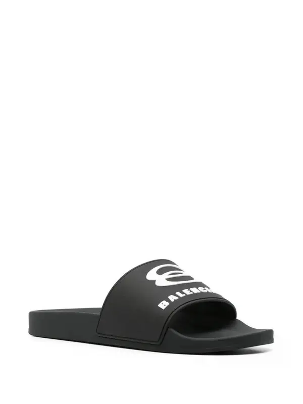 Balenciaga Logo-embroidered Pool Slides - Black