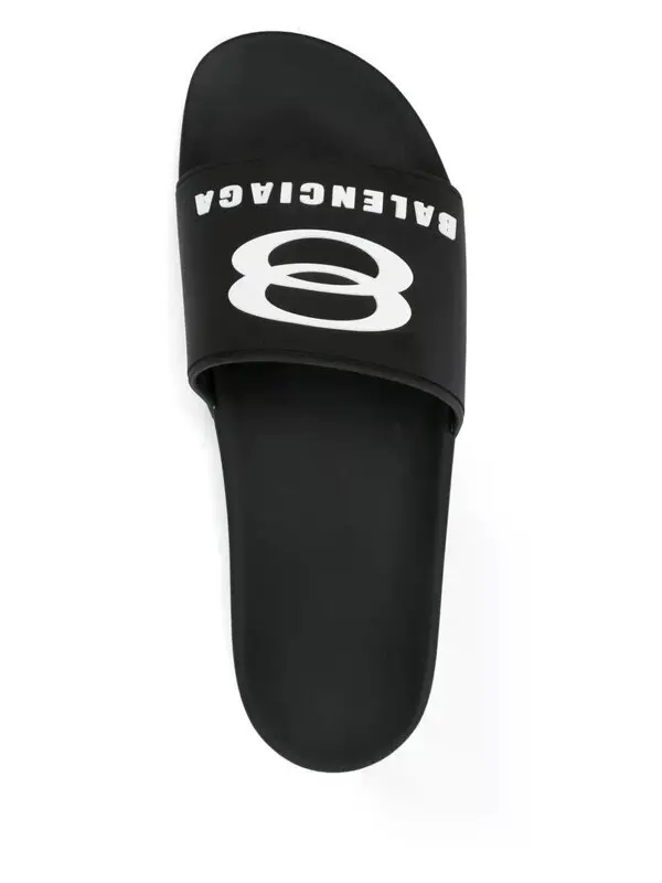 Balenciaga Logo-embroidered Pool Slides - Black