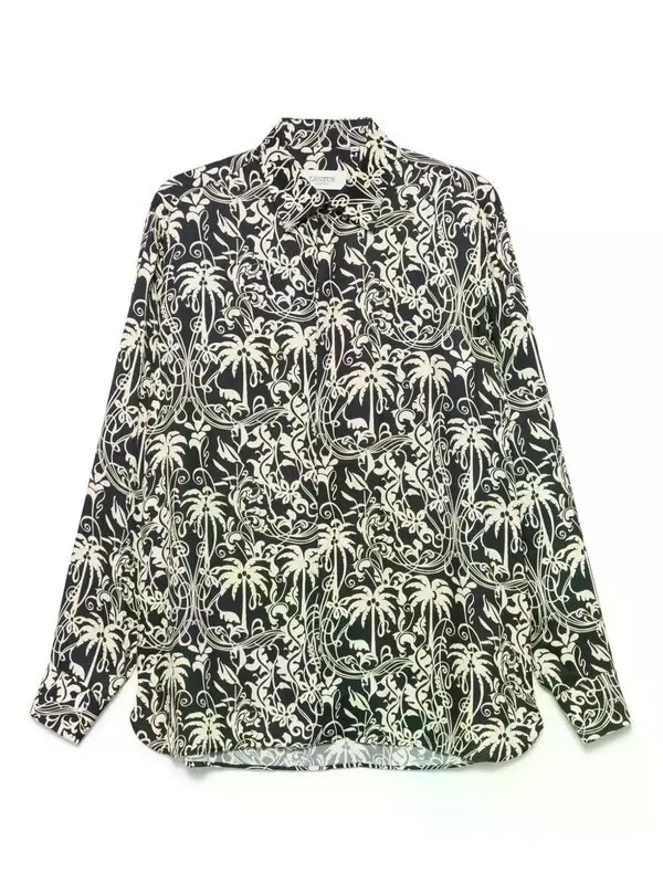 LANEUS Palm Tree Print Shirt