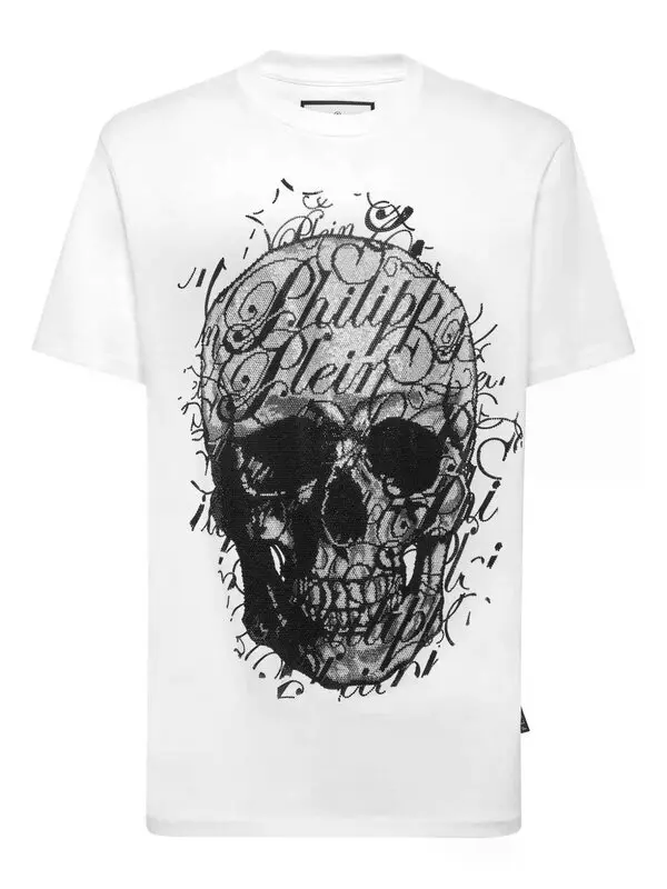 Philipp Plein Skull Coursive-embellished T-shirt - White
