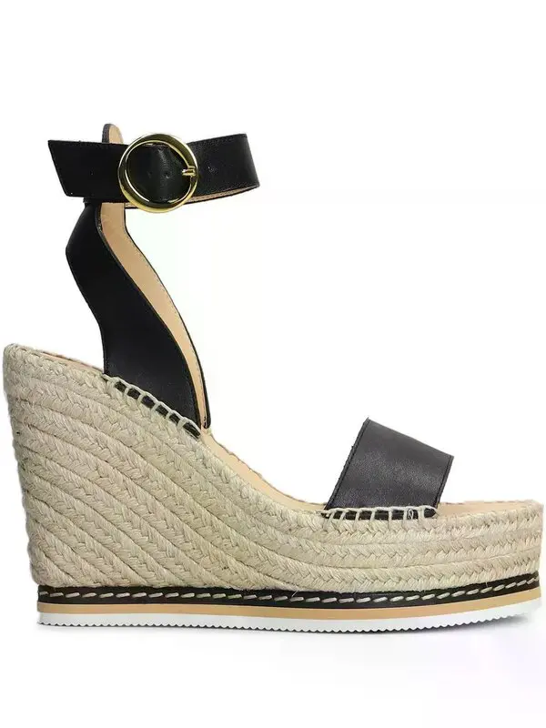 ODISSI Leather Espadrille Wedges