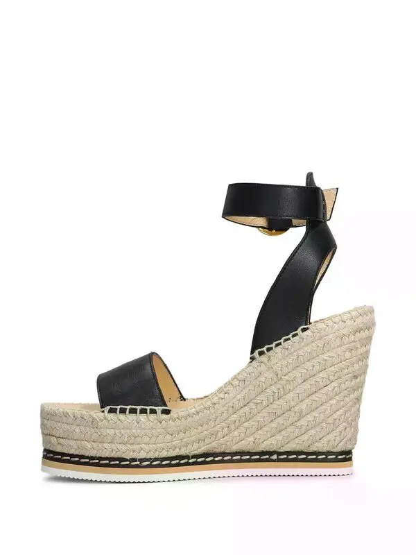 ODISSI Leather Espadrille Wedges