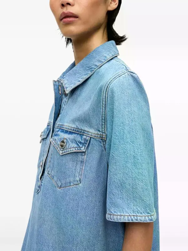 GANNI Embroidered Denim Shirt Dress