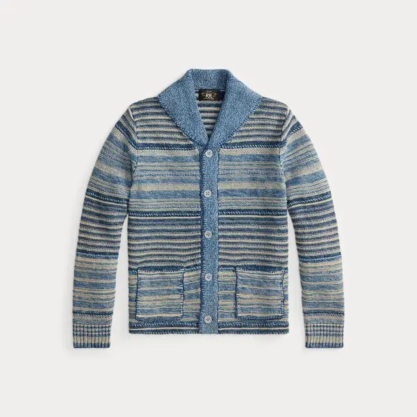 Ralph Lauren Indigo Striped Cotton-linen Cardigan - Indigo Multi