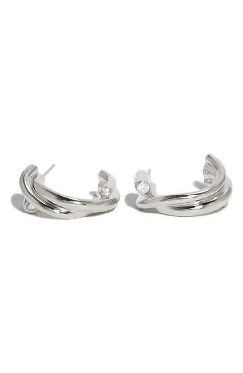 Completedworks Cubic Zirconia Hoop Earrings - Silver Plated