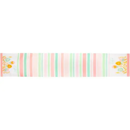 NORTHLIGHT Striped Pastel Happy Easter Table Runner72" And Green Green - Pink