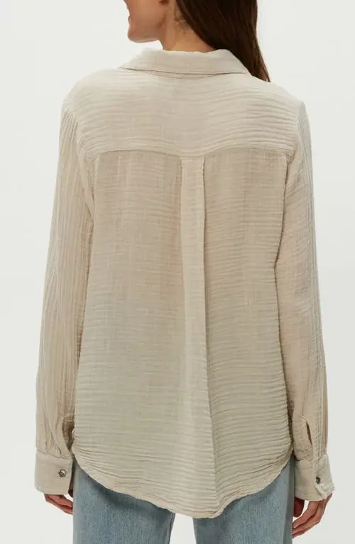 Michael Stars Ernie Cotton Gauze Button-up Shirt - Cement