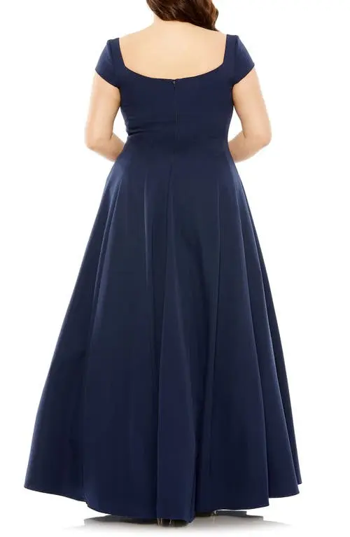Mac Duggal Cap Sleeve Square Neck Ballgown - Midnight