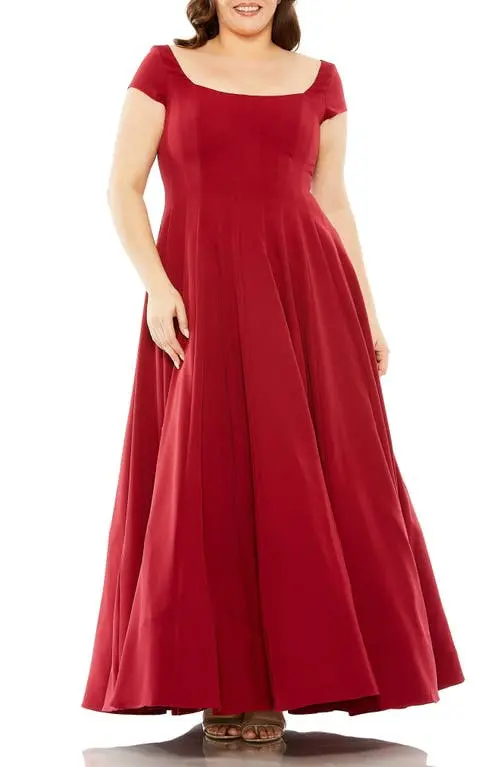 Mac Duggal Cap Sleeve Square Neck Ballgown