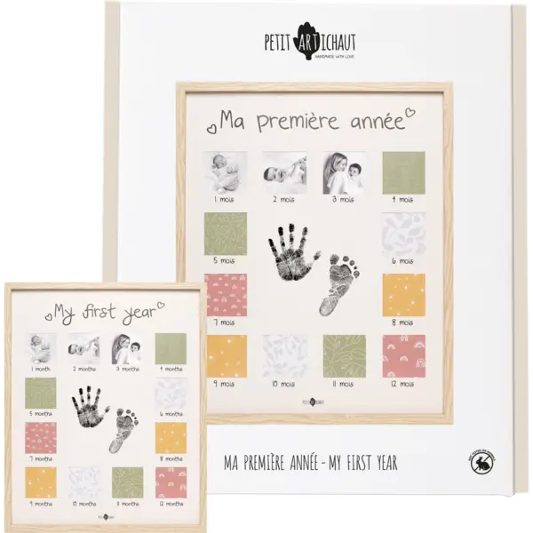 PETIT ARTICHAUT My First Year Memory Frameclean Touch Inkless Hand & Footprint Keepsake Kit - Beige
