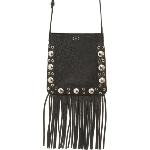 Valentino Garavani Small Nellcôte Fringe Stud Crossbody Bag - 0no Nero