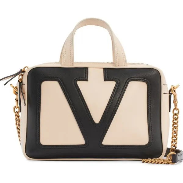 Valentino Garavani Small Viva Superstar Leather Duffle Bag - R4v Butter White/ Nero