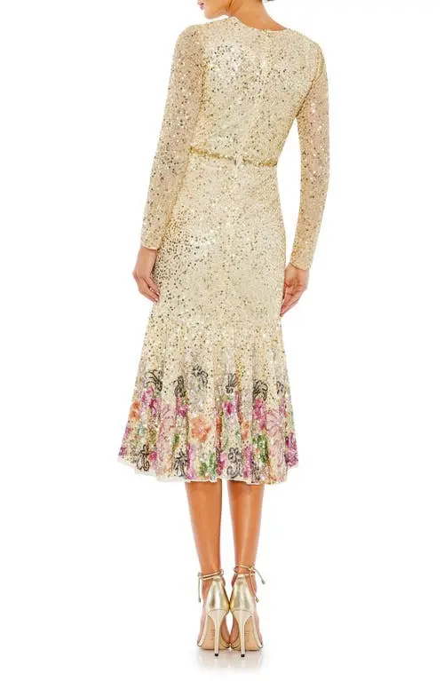 Mac Duggal Faux Wrap Tea-length Dress