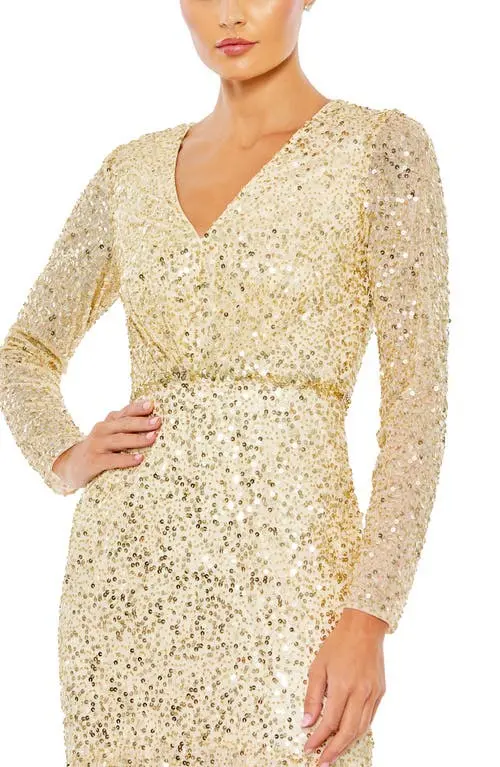 Mac Duggal Faux Wrap Tea-length Dress