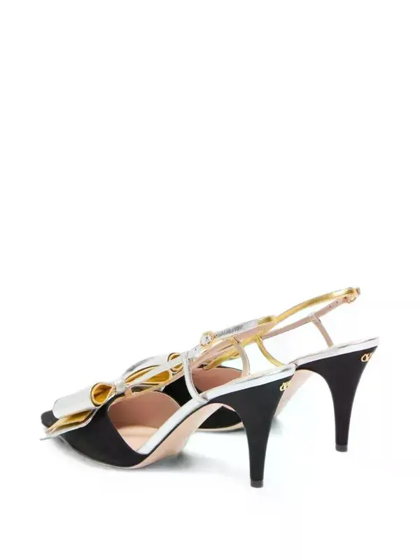 Valentino Garavani Moiré Fabric Slingback Pumps With Bow Detail - Black
