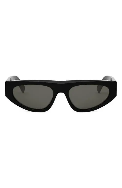 Celine Monochroms 55mm Geometric Sunglasses - Shiny Black / Smoke