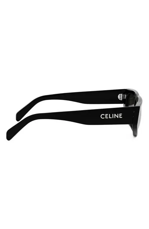 Celine Monochroms 55mm Geometric Sunglasses - Shiny Black / Smoke