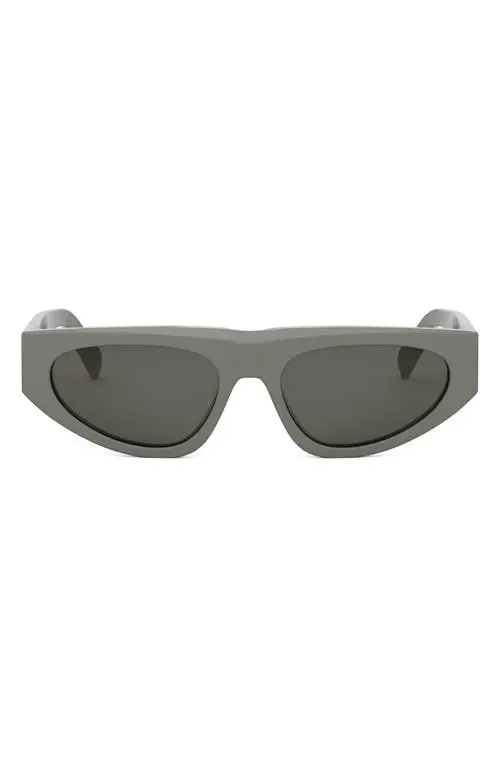 Celine Monochroms 55mm Geometric Sunglasses - Shiny Light Green / Smoke