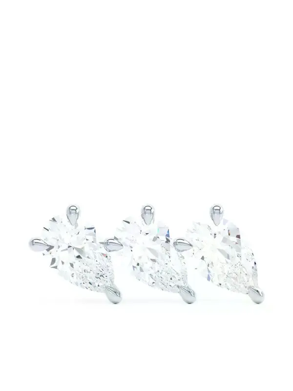 LOEV 18kt Recycled White Gold Triple Pear Diamond Stud Earring - Silver