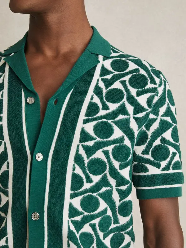 REISS Edmonds Abstract Pattern Towelling Shirt
