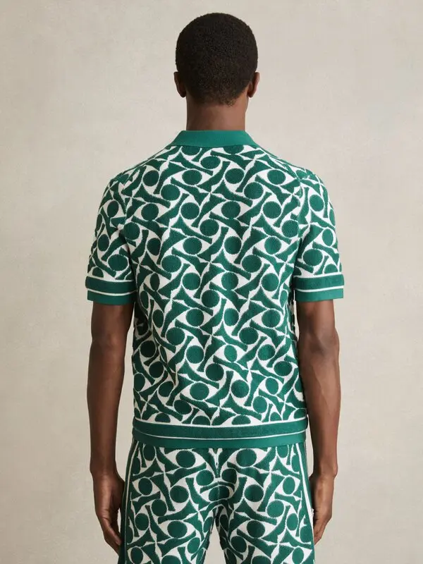 REISS Edmonds Abstract Pattern Towelling Shirt