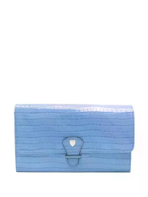 ASPINAL OF LONDON Crocodile-embossed Travel Wallet - Blue