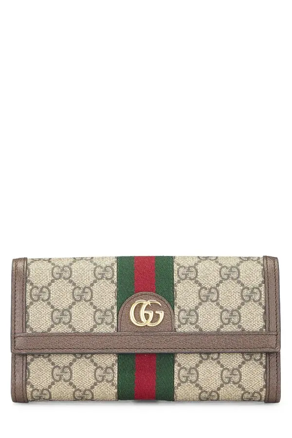 Gucci Gg Supreme Canvas Ophidia Continental Wallet - Brown
