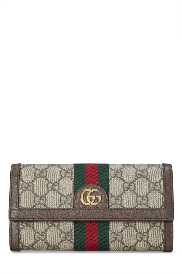 Gucci Gg Supreme Canvas Ophidia Continental Wallet - Brown