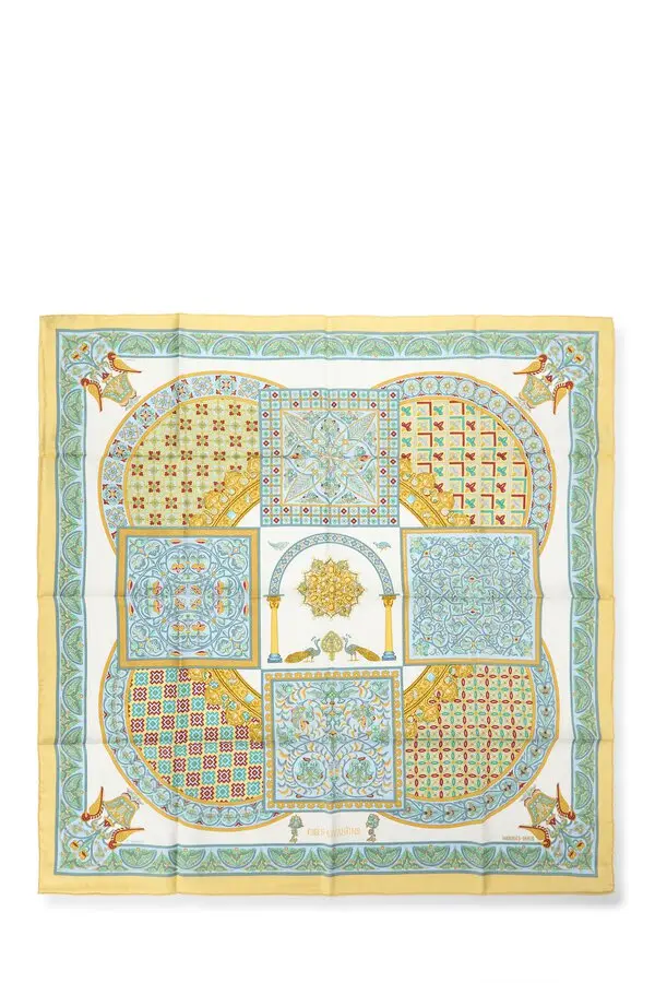 Hermès Multicolor 'ciels Byzantins' Silk Scarf 90 - Yellow