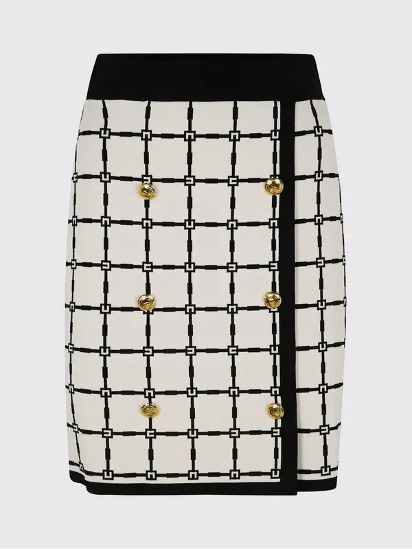 Elisabetta Franchi Plaid Button Detailed Skirt - Butter