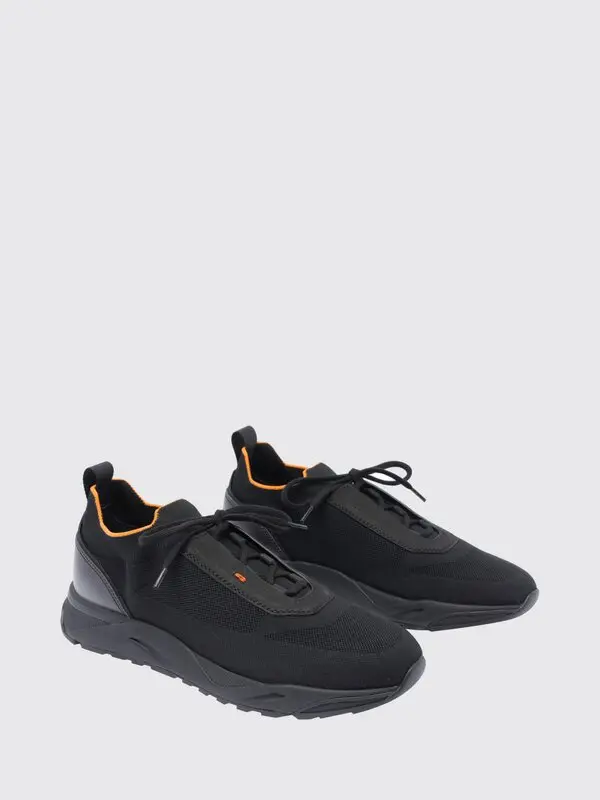 Santoni Low Top Stretch Technical Fabric Lace-up Sneakers