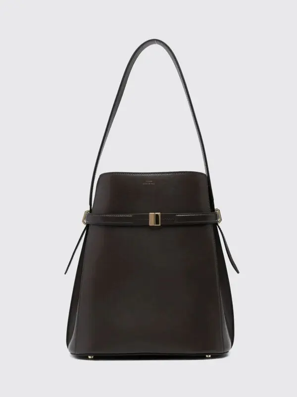 TOTEME Calfskin Bucket Bag With Monogram Logo - Brown