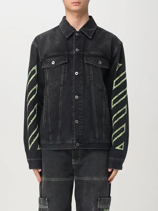 Off-White Denim Jacket With Graphic Detailing - Black