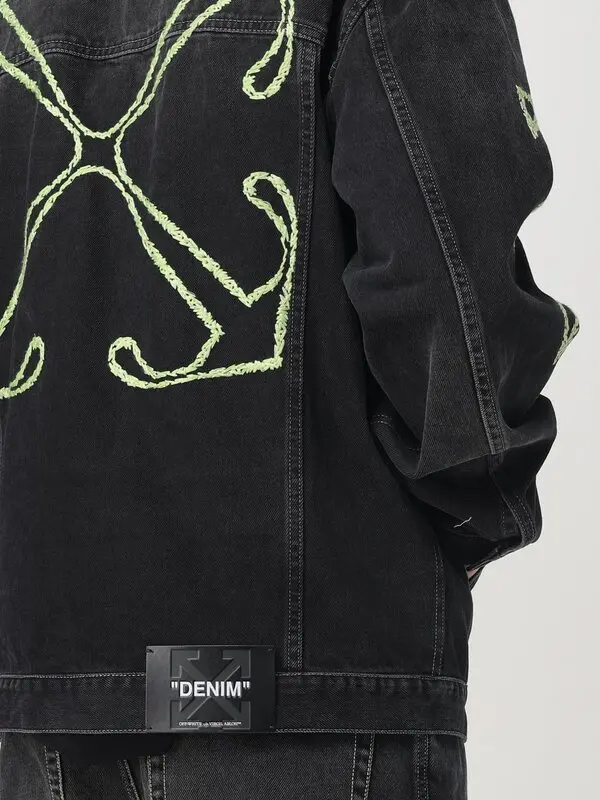 Off-White Denim Jacket With Graphic Detailing - Black