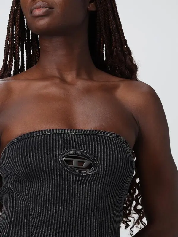 DIESEL® Ribbed Logo Tube Top - Black