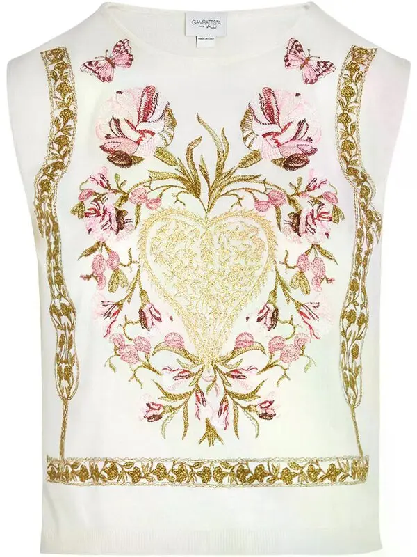 Giambattista Valli Floral-embroidered Tank Top - White