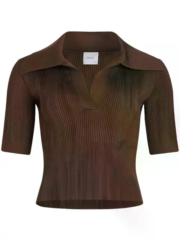 PATOU Knitted Polo Top - Brown