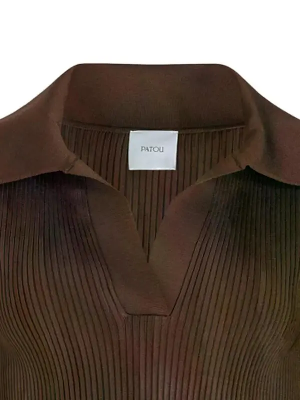 PATOU Knitted Polo Top - Brown