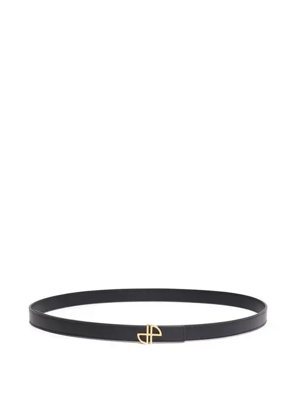 Patou Monogram Leather Belt - Black