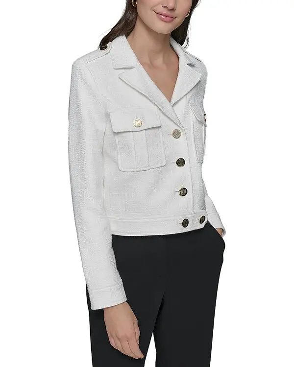 Karl Lagerfeld Paris Short Tweed Jacket - Soft White
