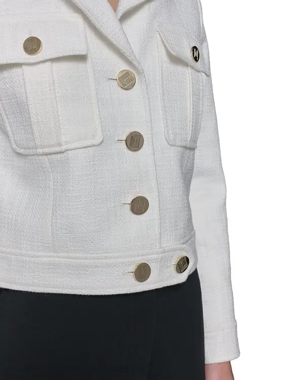 Karl Lagerfeld Paris Short Tweed Jacket - Soft White