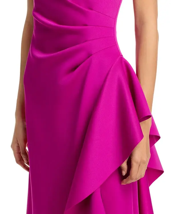 Aqua One Shoulder Ruffled Dress