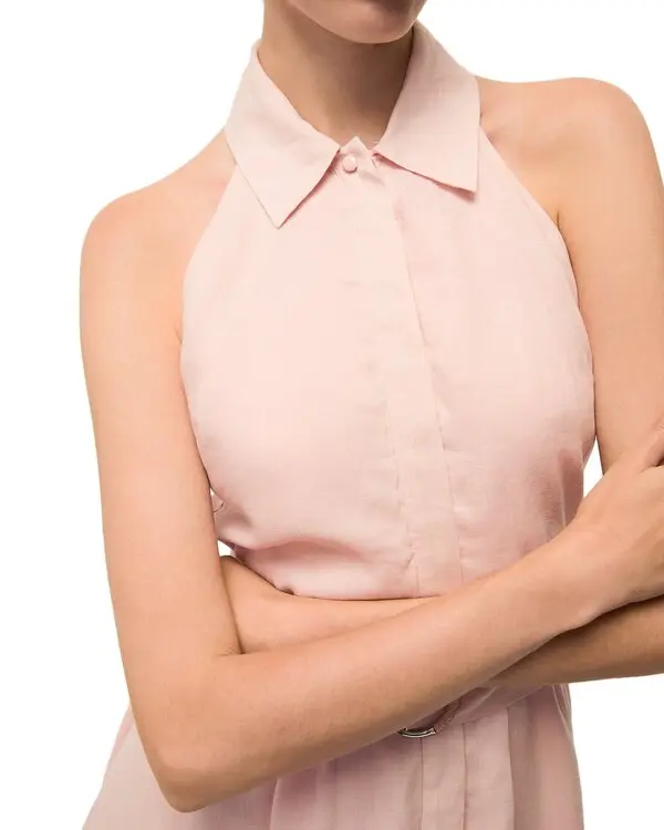 Veronica Beard Beau Linen Belted Mini Dress - Pink Shell - 12
