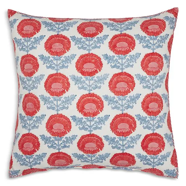 JOHN ROBSHAW Kaavia Coral Floral Decorative Pillow With Insert - Red/blue