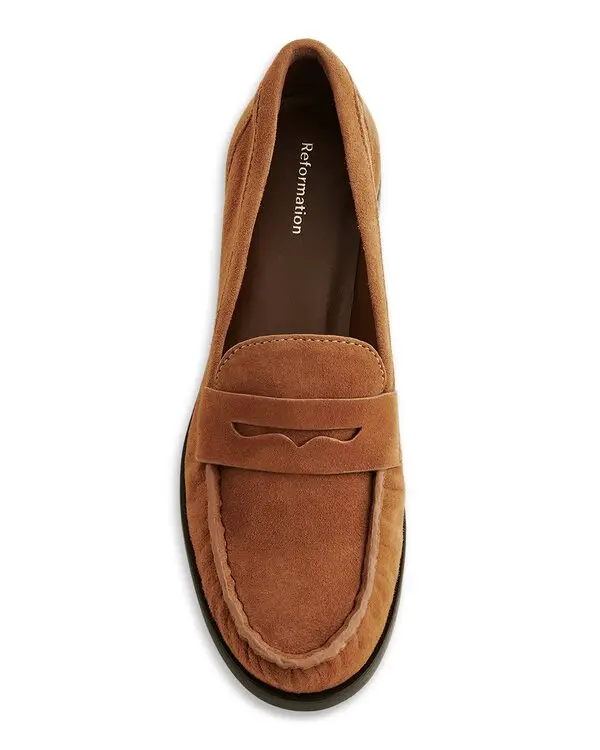 REFORMATION Ani Ruched Loafer Flats - Rum
