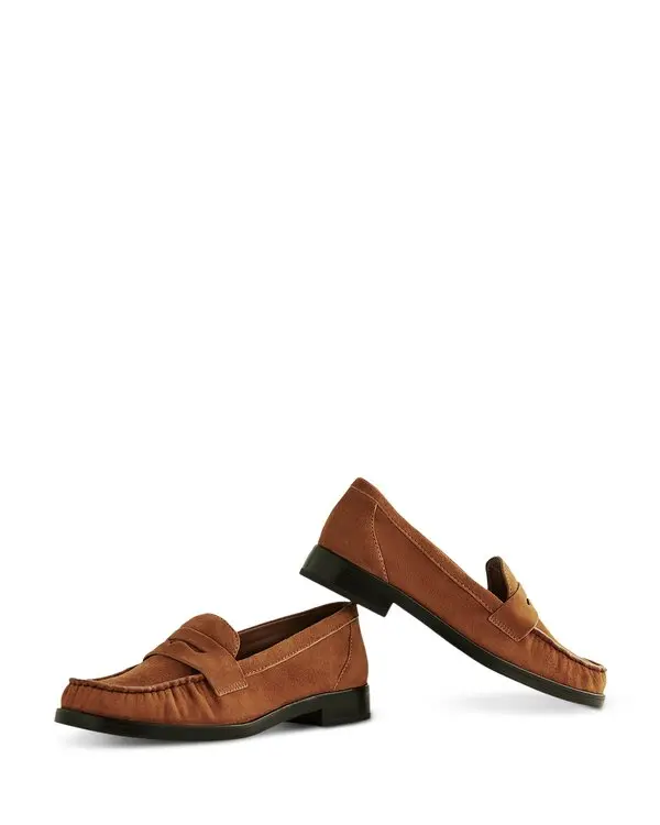 REFORMATION Ani Ruched Loafer Flats - Rum