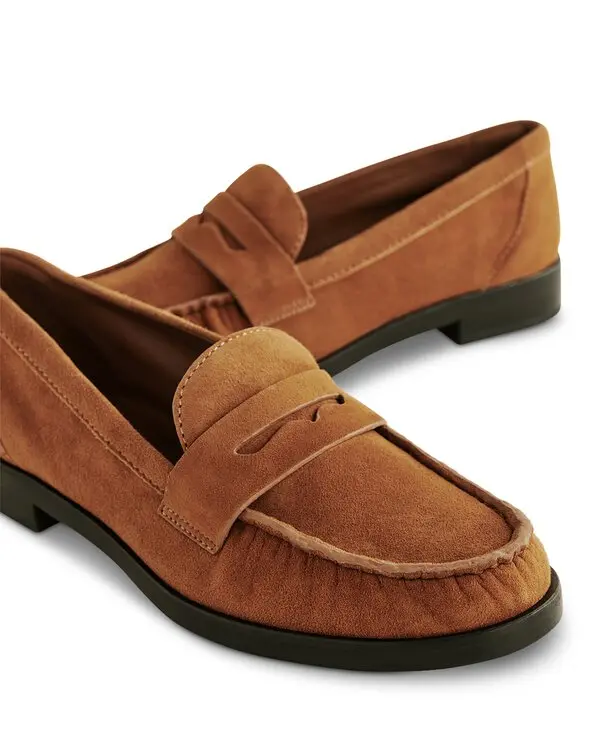 REFORMATION Ani Ruched Loafer Flats - Rum