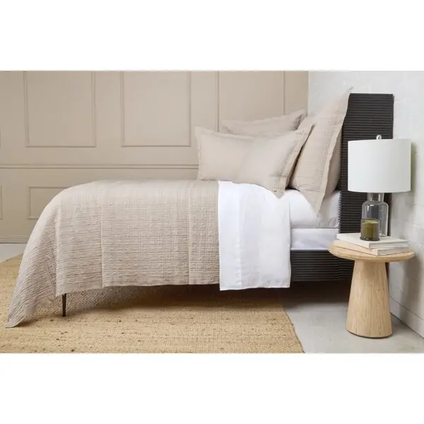 POM POM AT HOME Owen Linen/cotton Quilted Coverlet, Twin - Flax