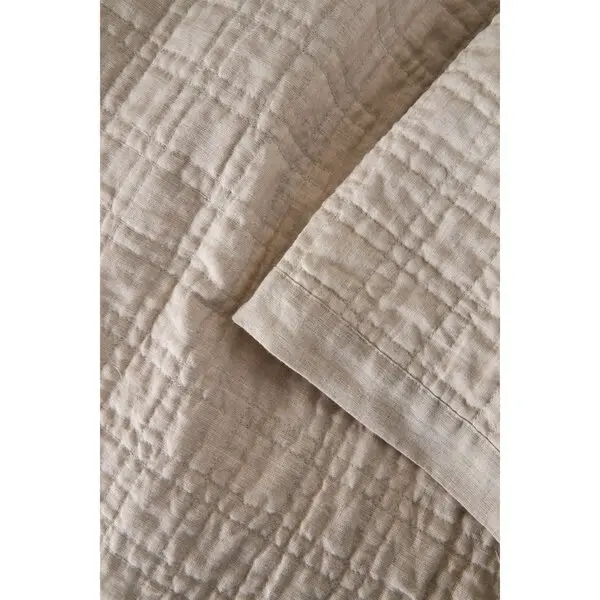 POM POM AT HOME Owen Linen/cotton Quilted Coverlet, Twin - Flax