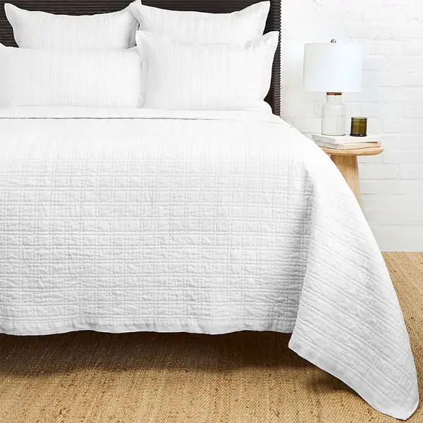 POM POM AT HOME Owen Linen/cotton Quilted Coverlet, Twin - White